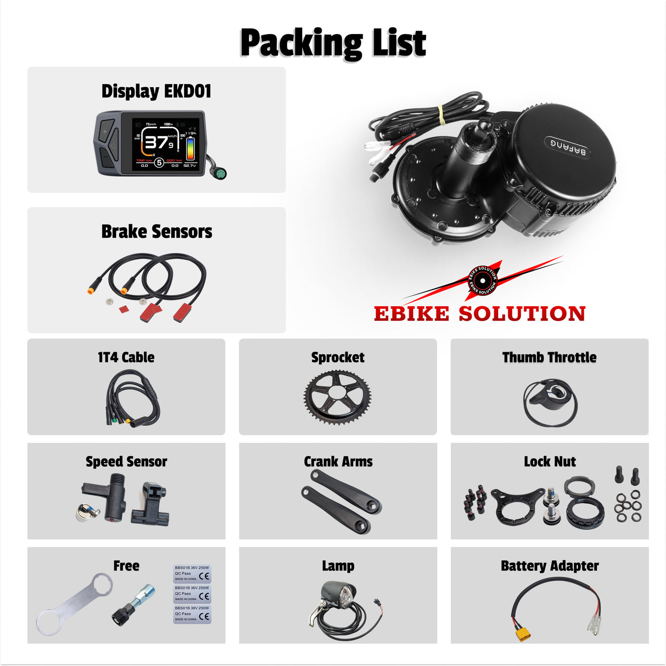 Bafang BBS01B 36V 350W 18A Mid-drive Bicycle Kit E-bike Conversion Kit ...