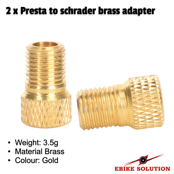 2 X Brass Adaptor Presta To Schrader Bicycle Valve Converter Bike Pump ...