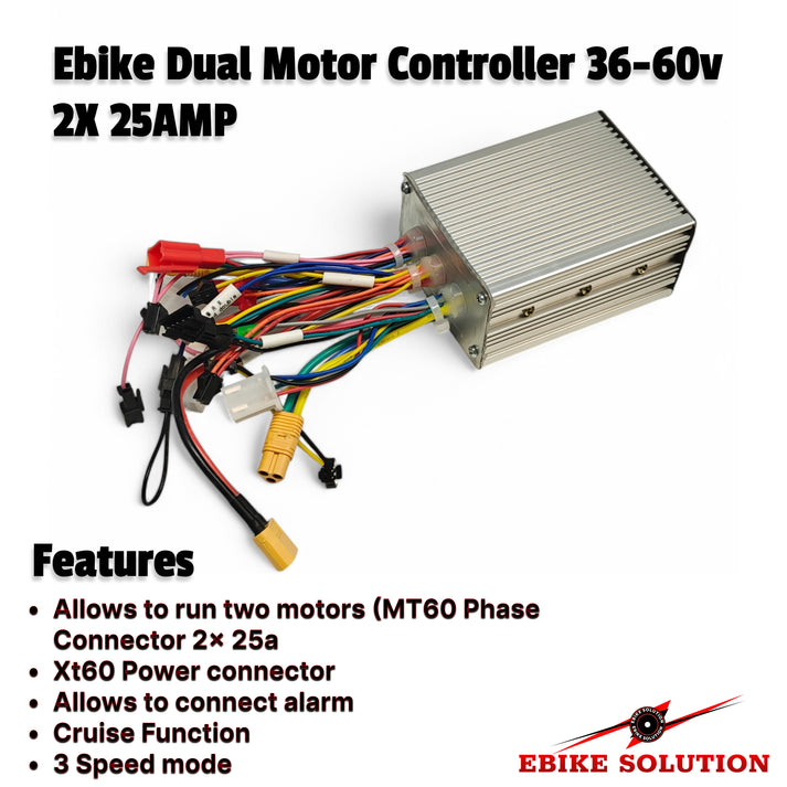 Ebike Controller Dual Motor 25a Electric Bike Hub Motor 36v/48v For SW ...