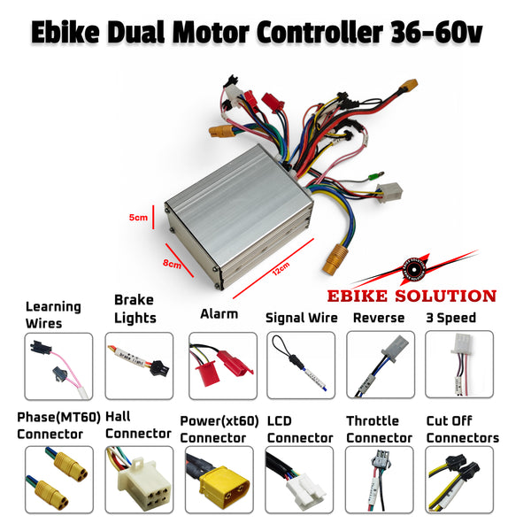 Ebike Controller Dual Motor 25a Electric Bike Hub Motor 36v/48v For SW ...