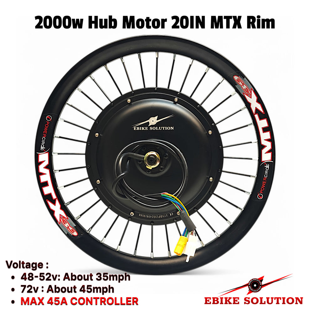 20in Wheel 72v/48v-52v Ebike Hub Motor MTX Rim BMX MTB Electric Bike U ...
