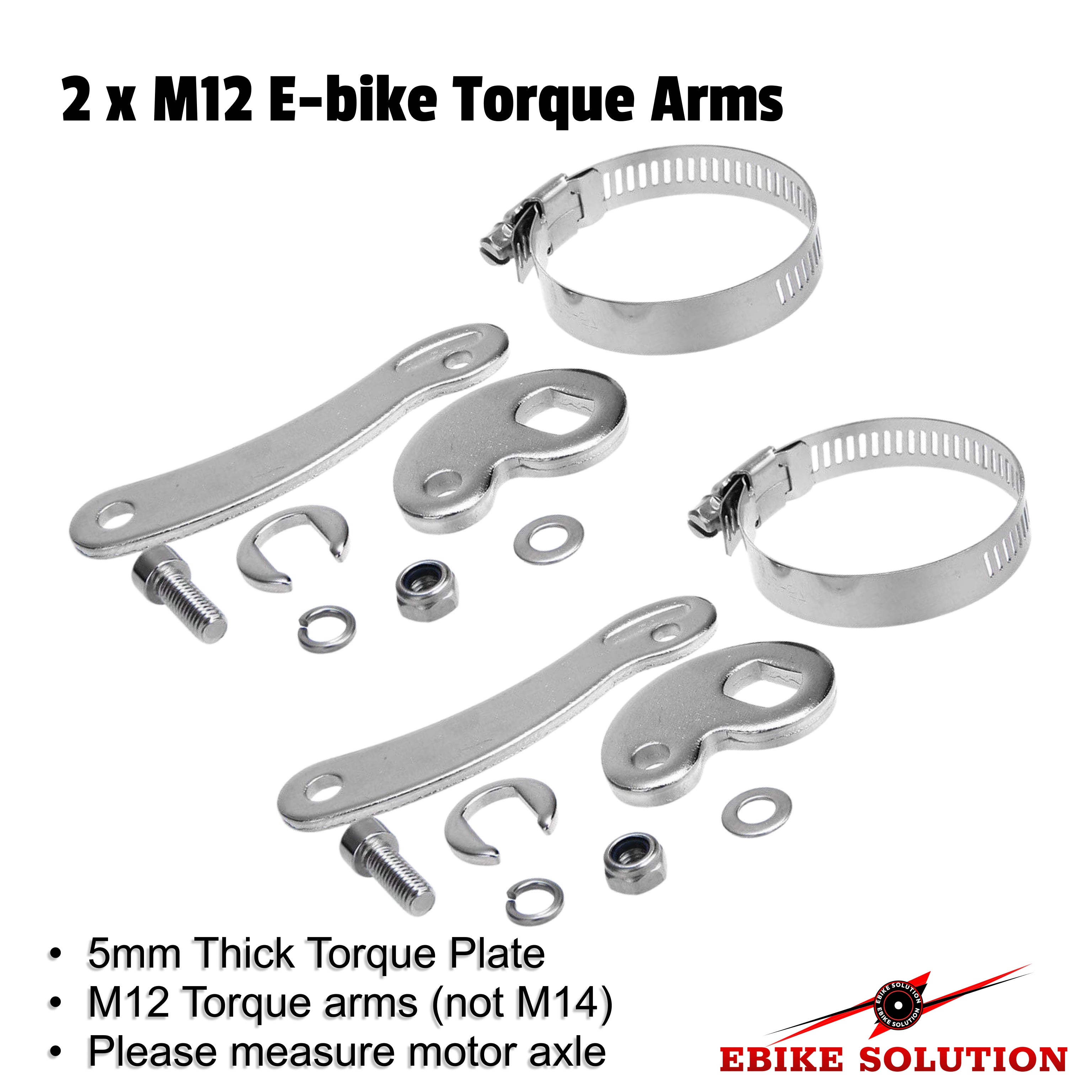 2x M12 Torque Arm E-Bike Heavy-Duty 5mm Stainless Steel 12x10mm Electr ...