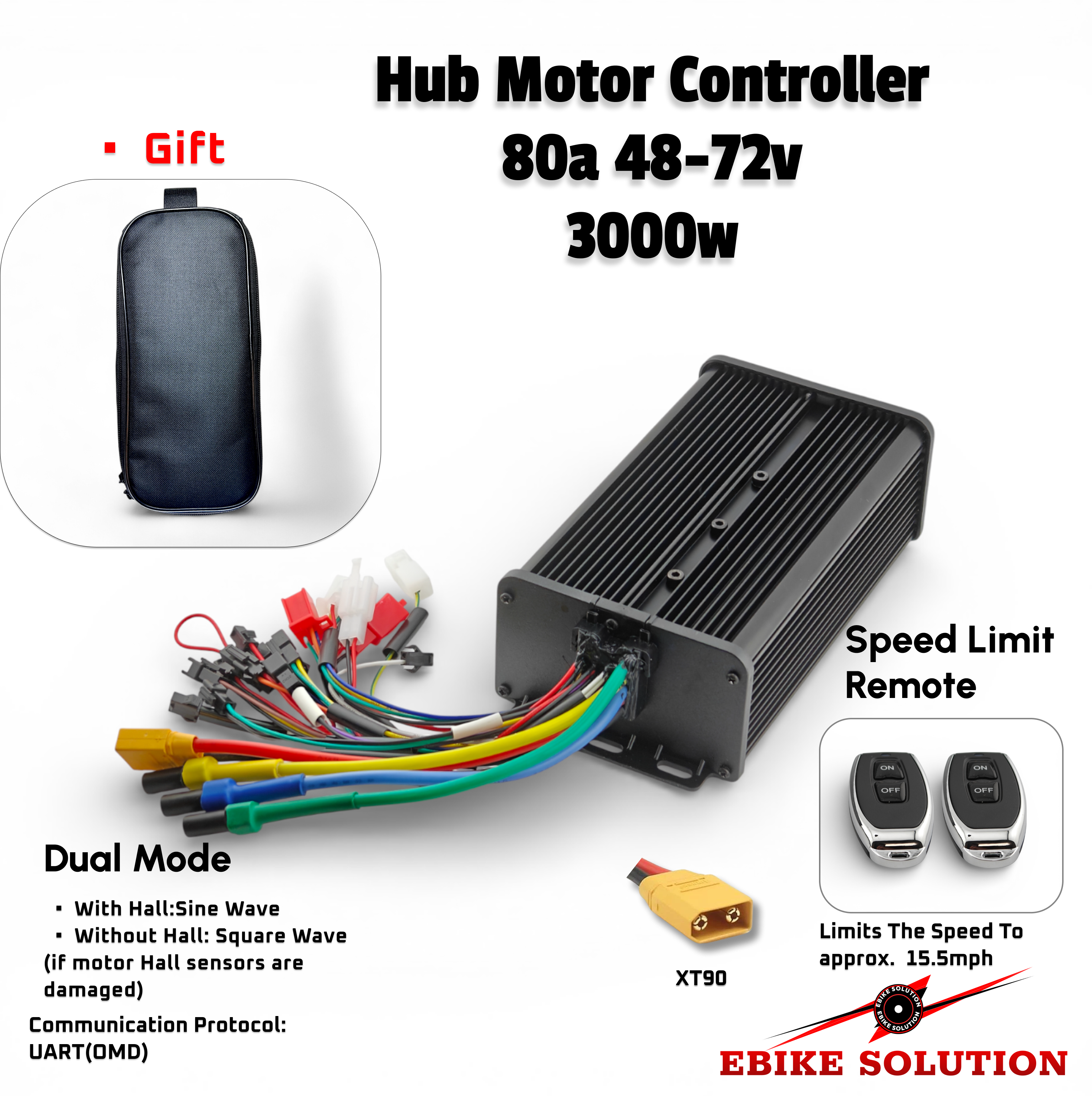 Ebike Controller MQ 48-72V 80A Speed Limit Sine Wave Controller Dual M ...