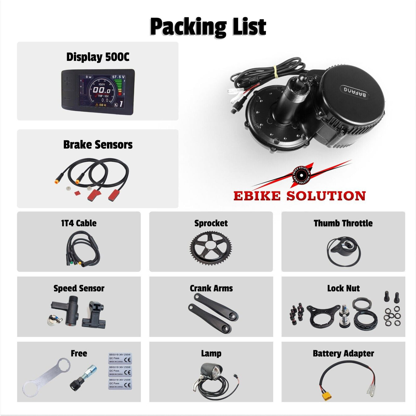Bafang Can-Bus BBS02B 48V 750W Mid-drive Bicycle Kit E-bike Conversion ...